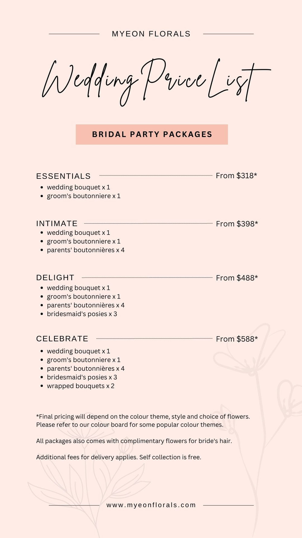 Wedding Price List – myeonflorals